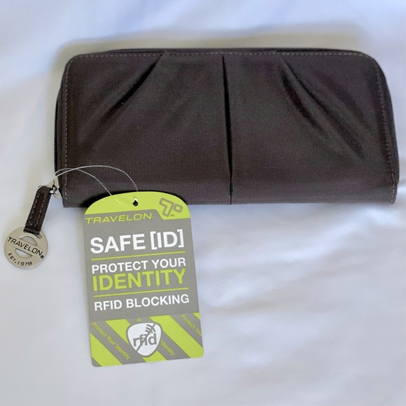 Travelon | Bags | Travelon Zip Around Rfid Protected Wallet Brown ...